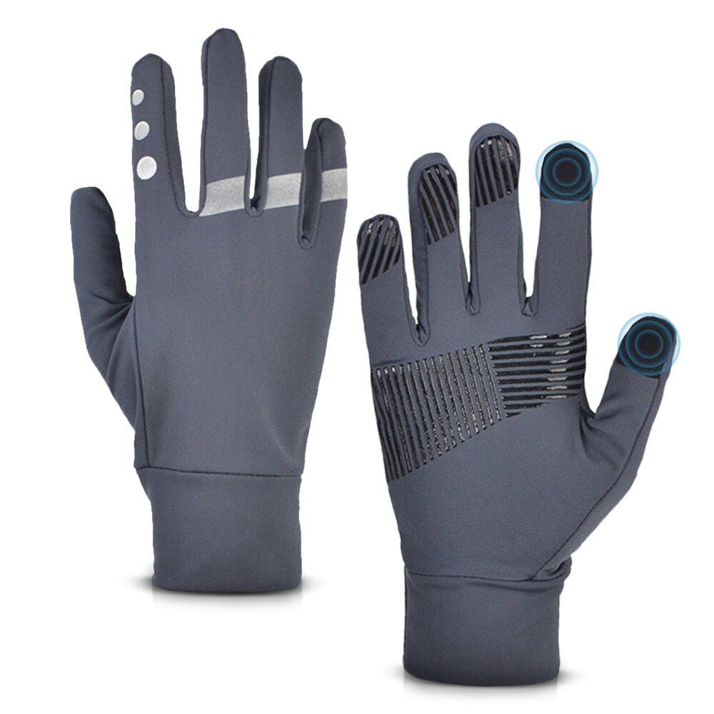 Ручки для зимних активностей на улице с сенсорным экраном, водонепроницаемые, тепловые, антискользящие, полус пальчатые для велосипеда, мотоцикла, лыж, материал 86% полиэстер & 14% спандекс, цвета Черный / Серый / Фиолетовый, обхват ладони 19 - 20см,