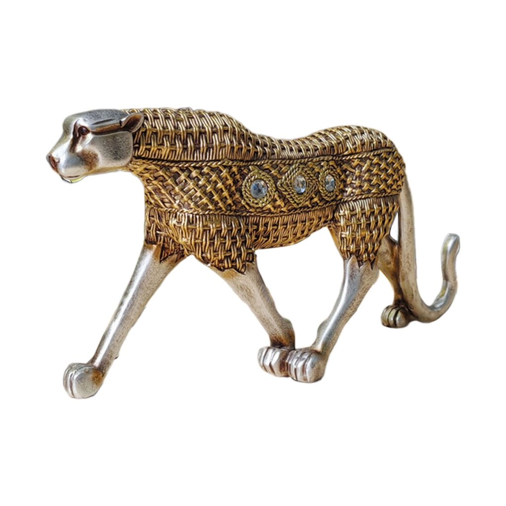 Фигура леопарда из ротанга, реалистичная статуя для украшения стола, подарок для любителей животных