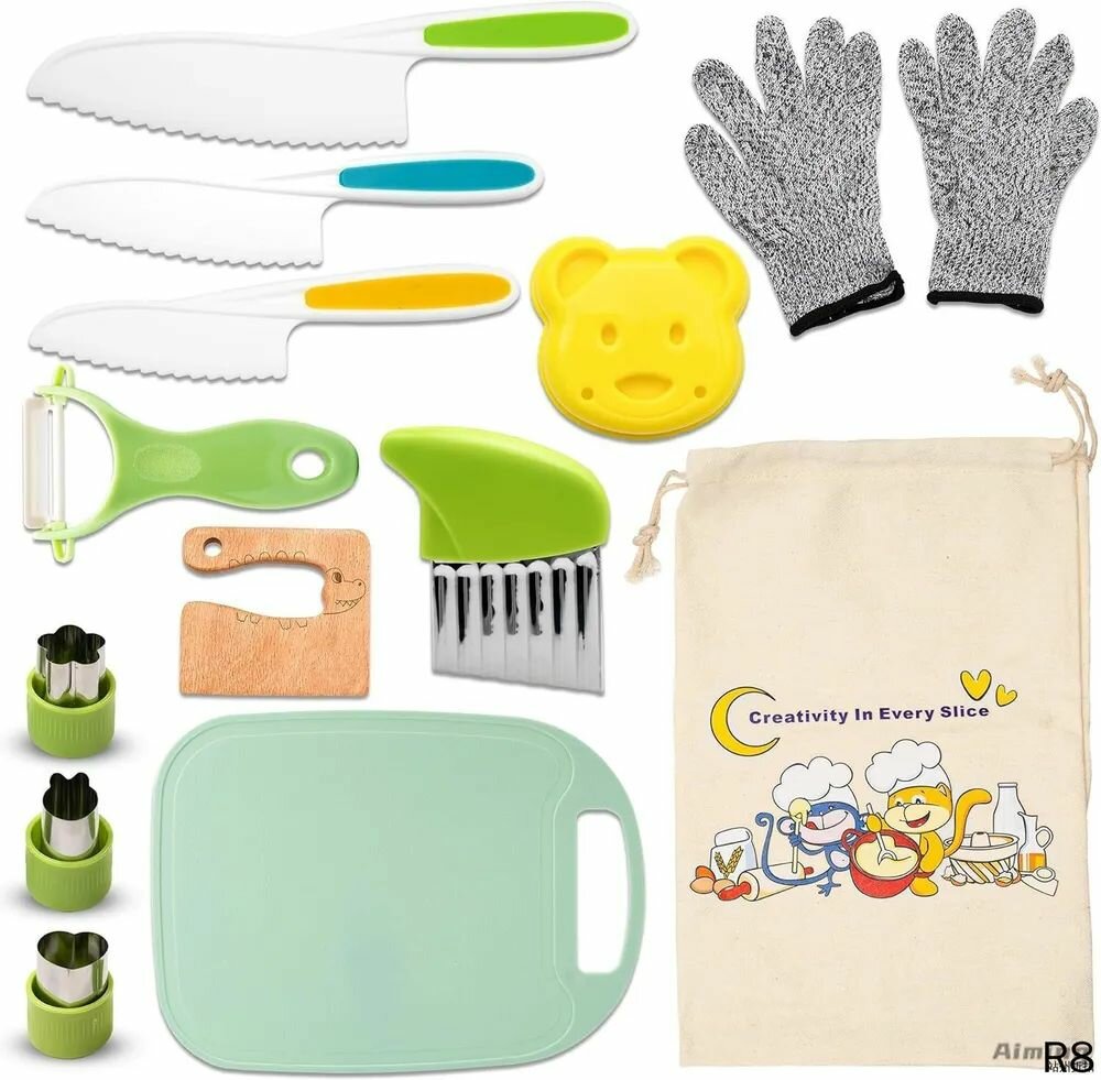 Набор кухонных инструментов "Монтессори", для детей, 14 шт, разноцветные