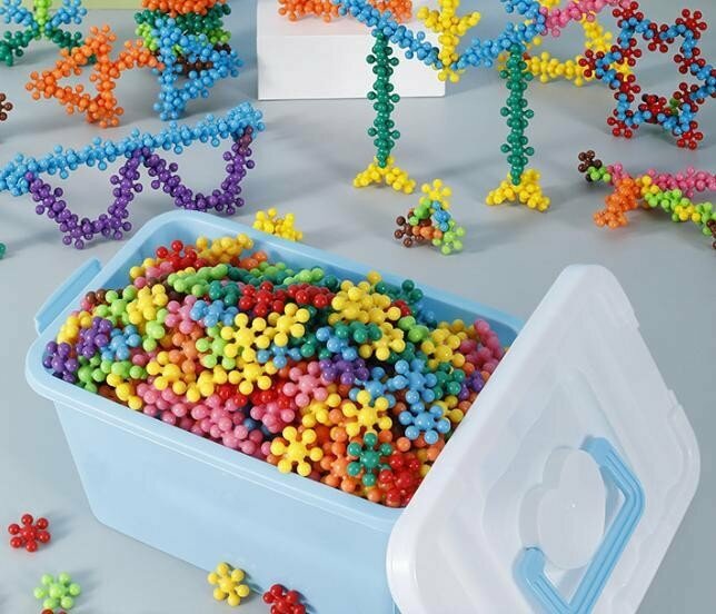 Цветение сливы строительные блоки 3D трехмерное вращающееся детское образование 160 капсул [коробка для хранения]