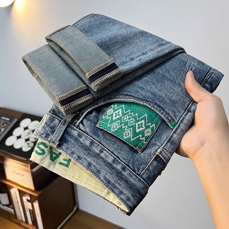 MON Мужские Джинсы Весна Премиум Вышивка Слим Стрейт Деним, Размер_28