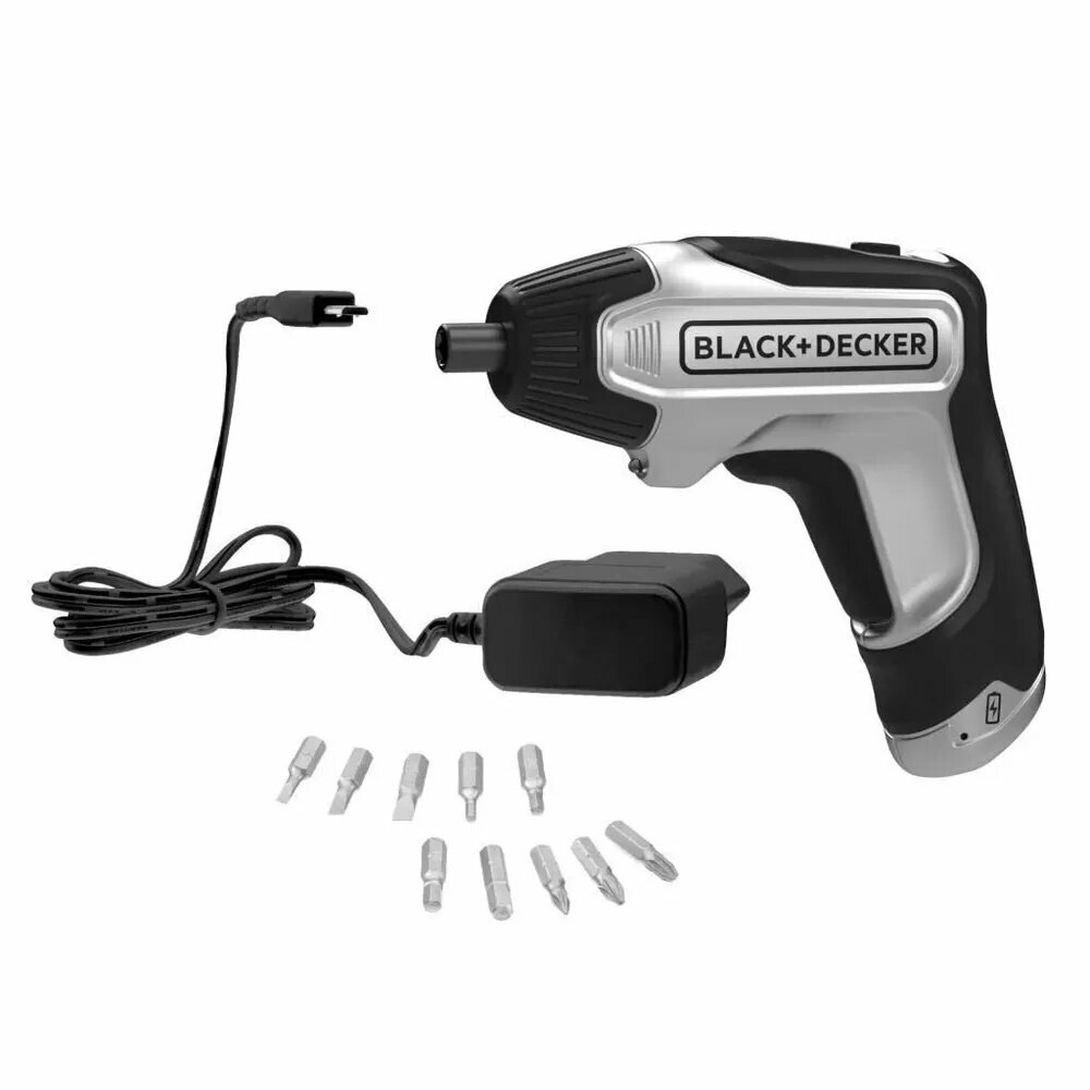 Аккумуляторная дрель-шуруповёрт BLACK+DECKER BCF611SCK-QW, Встроенный АКБ 3.6 В 1.5 Ач, 180 об/мин, 5.5 Нм, Набор из 10 аксессуаров