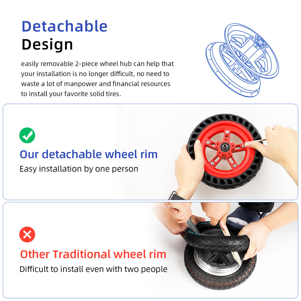 8,5-дюймовое заднее колесо для электросамоката, разборное, с алюминиевым ободом и цельной шиной — аксессуар для модификации, совместимый с моделями PRO/PRO2.