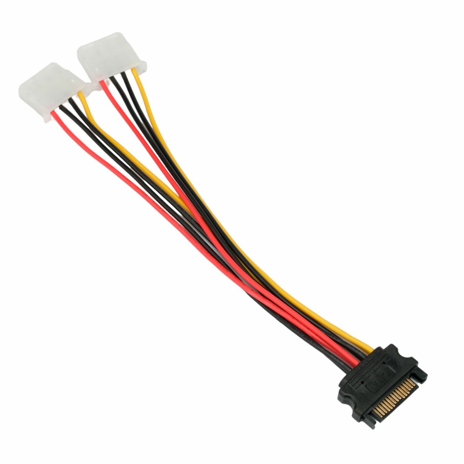 Кабель питания Cablexpert sata, sata 15pin/2x molex 4pin, медный проводник, 20см, пакет, CC-SATA-2MOLEX-20CM