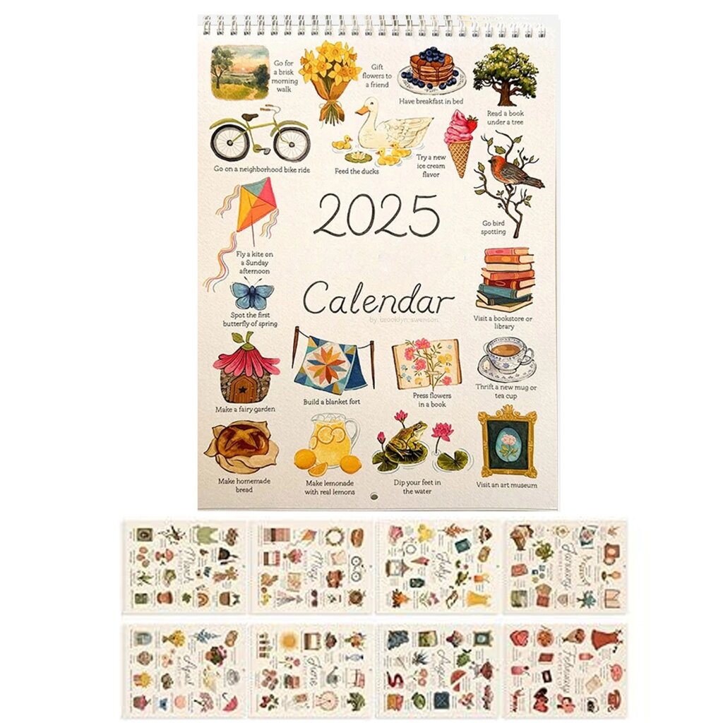 Ежемесячный Календарь на 2025 год Настенный Планировщик на 2025 год Подвесной Настенный Календарь С Двумя Катушками В Переплете Ежемесячный Календарь Без Подкладки Ежедневный Блок