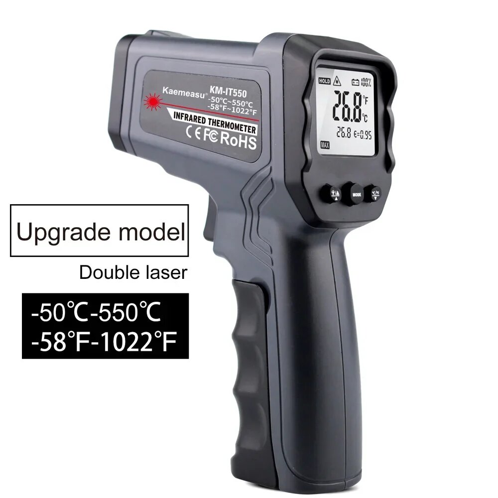 Инфракрасный термометр KM-HT550, -50°C - 550°C, Double laser