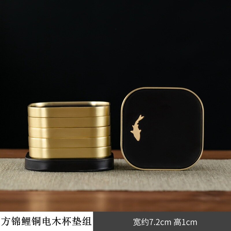 Набор подставок из латуни, деревянная термоизоляционная подложка, домашний подстаканник, аксессуары для чайной церемонии, оптовая продажа электрических деревянных подставок, роскошные креативные круглые и квадратные подставки