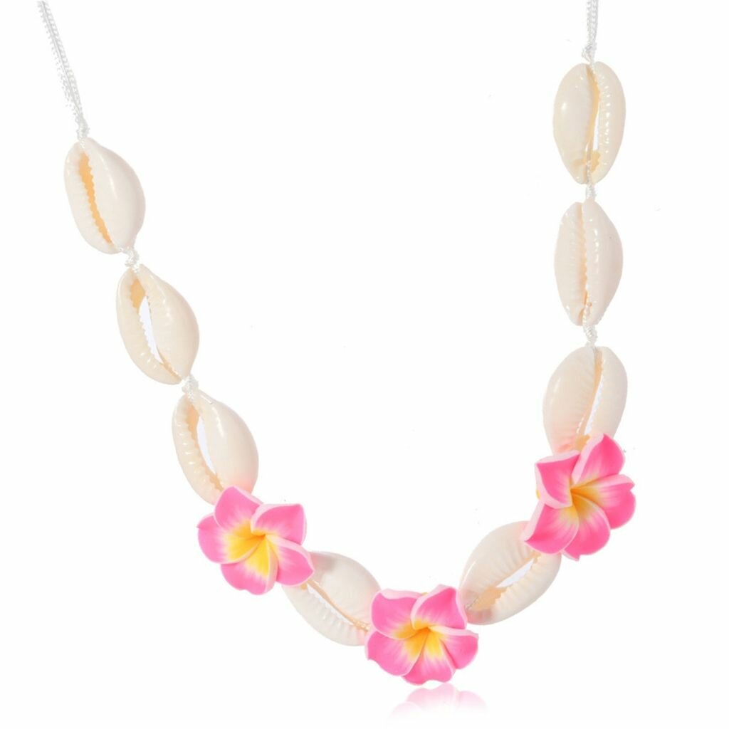 Ожерелье Из Цветов Ракушки-Розово-Красный