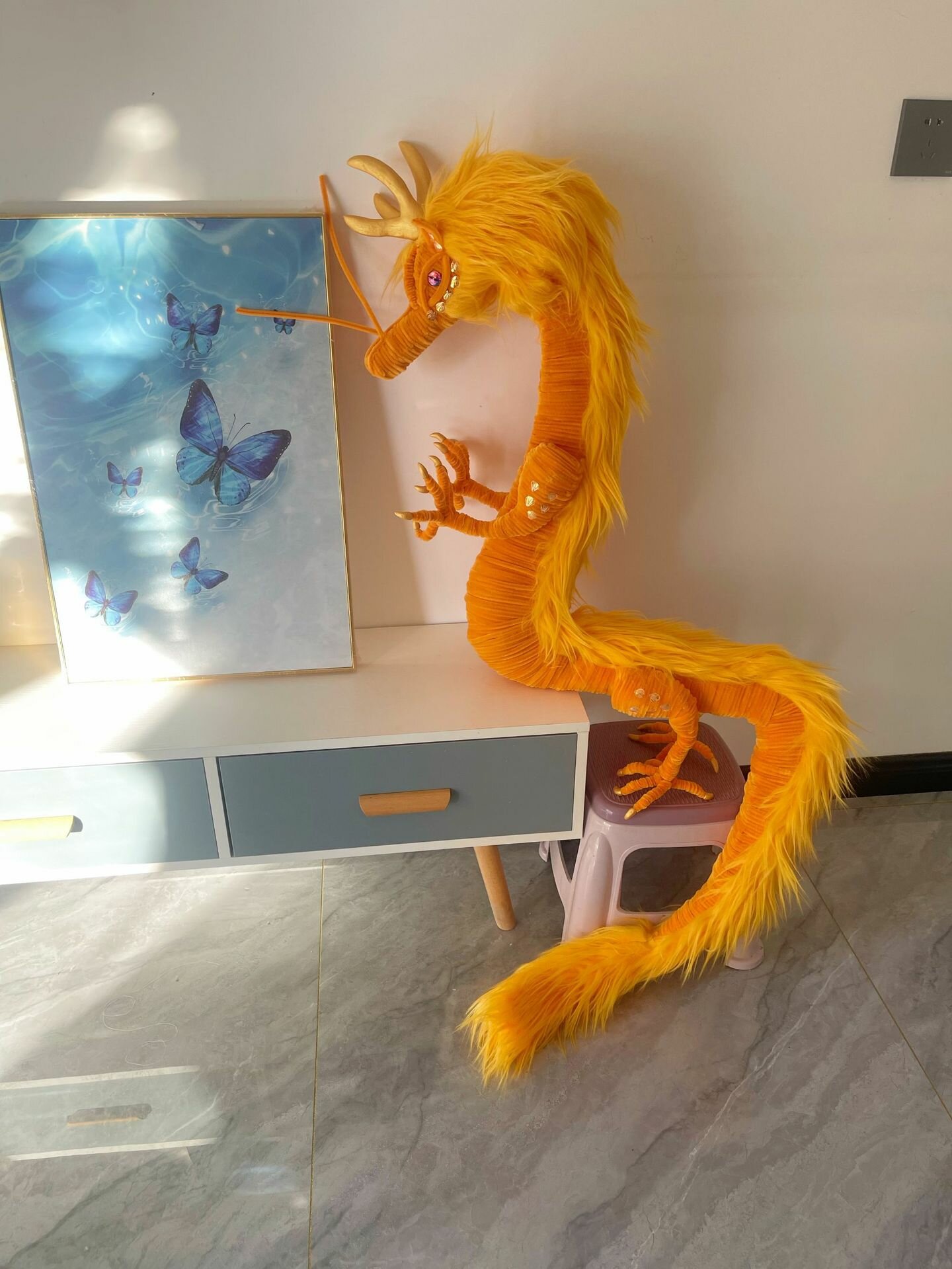 Набор материалов для создания китайского дракона с закручивающейся палкой, DIY, ручная работа, динозавр, плотные полоски для корней волос, креативная игрушка, ручная работа