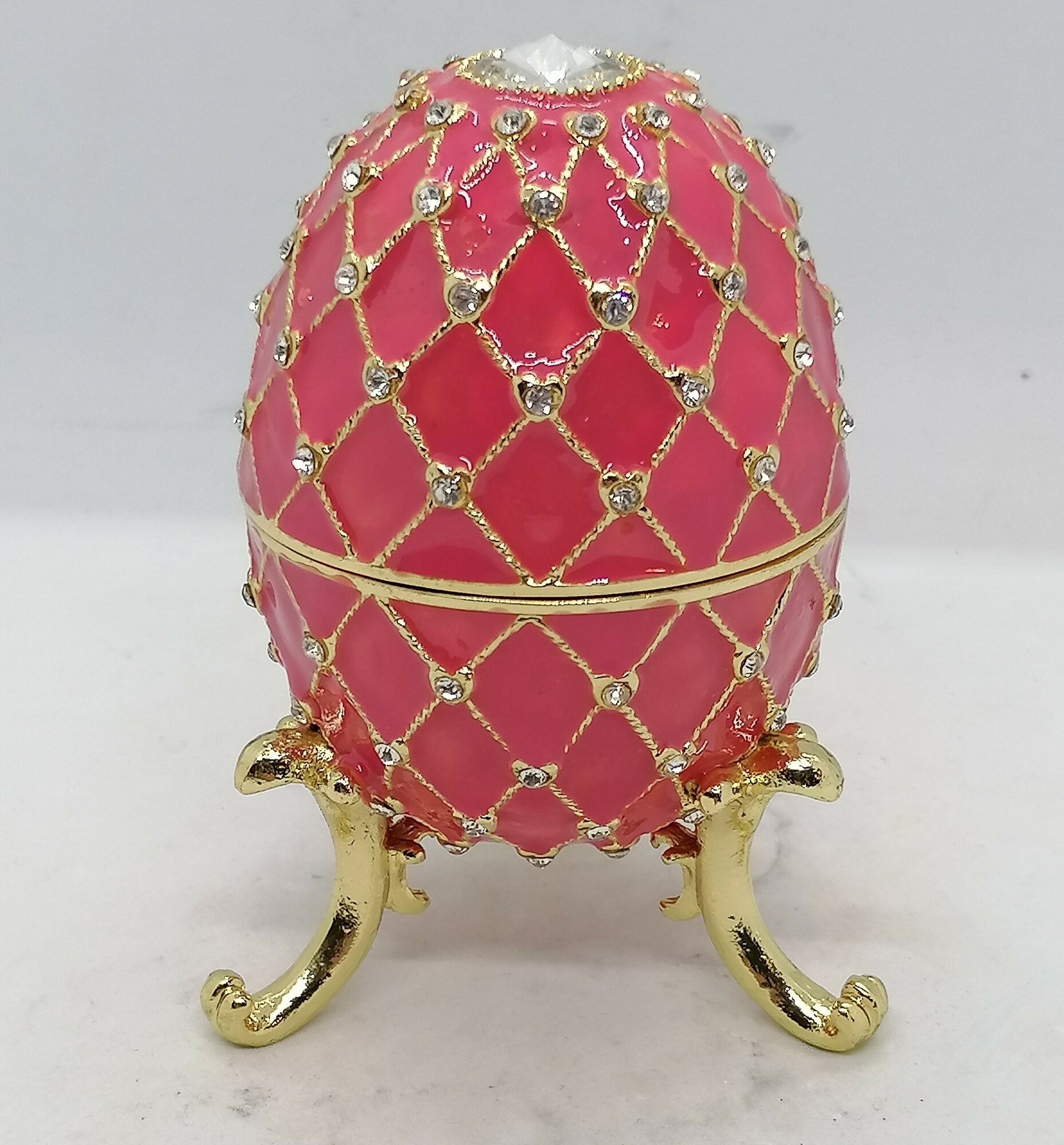 Яйцо Фаберже, сетка со стразами, большая, розовая, арт. 2929