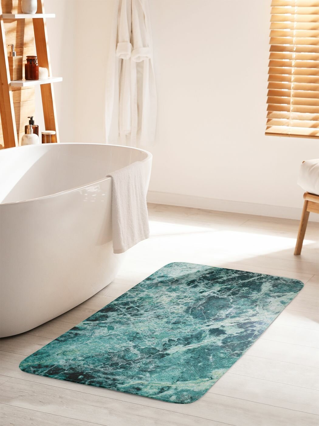 Коврик для ванной комнаты и туалета противоскользящий "Пена океана" 60х100 см, JoyArty