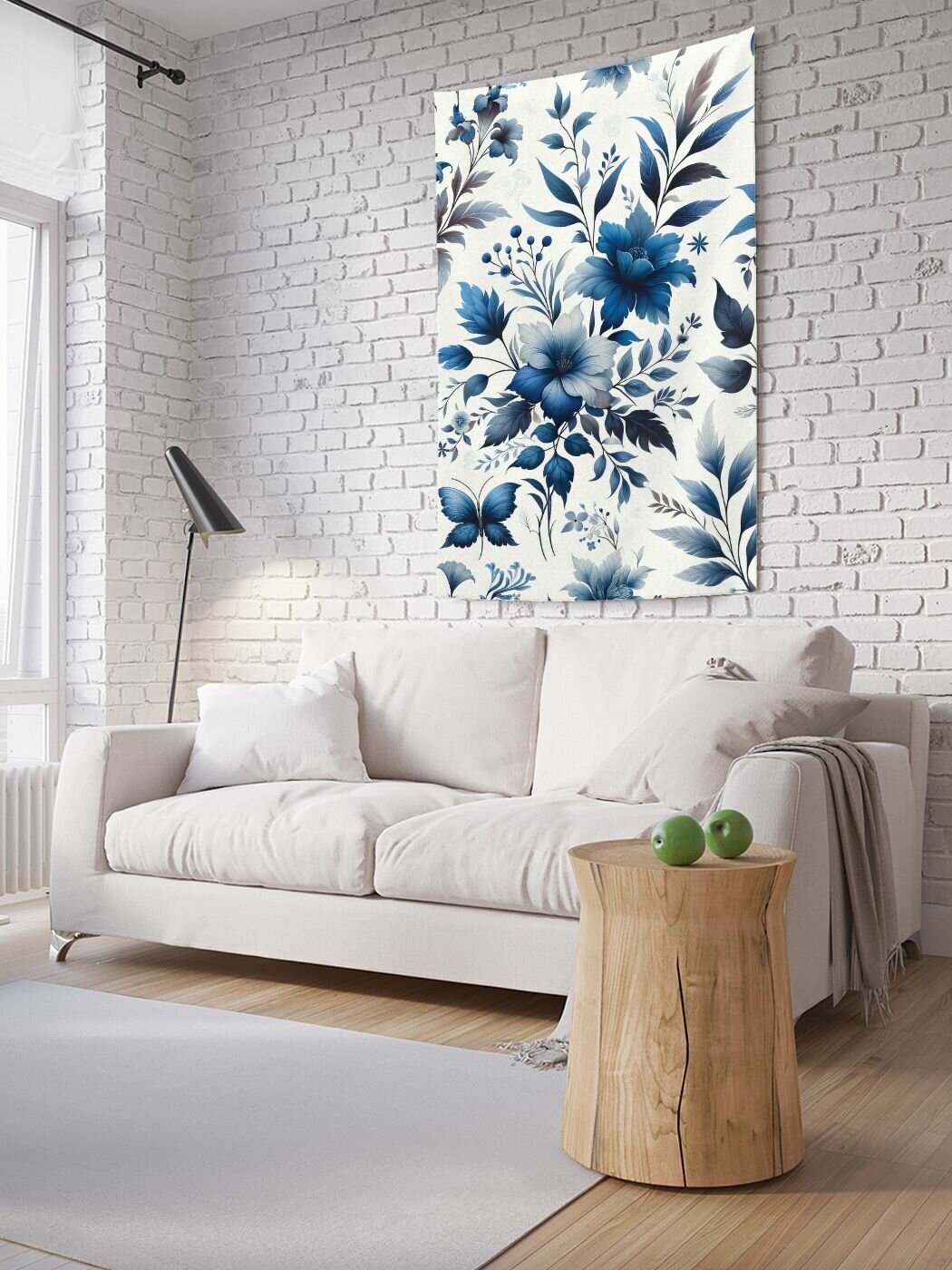 Фотопанно на стену тканевый вертикальный постер "Мотивы гжели", 100х150 см, JoyArty