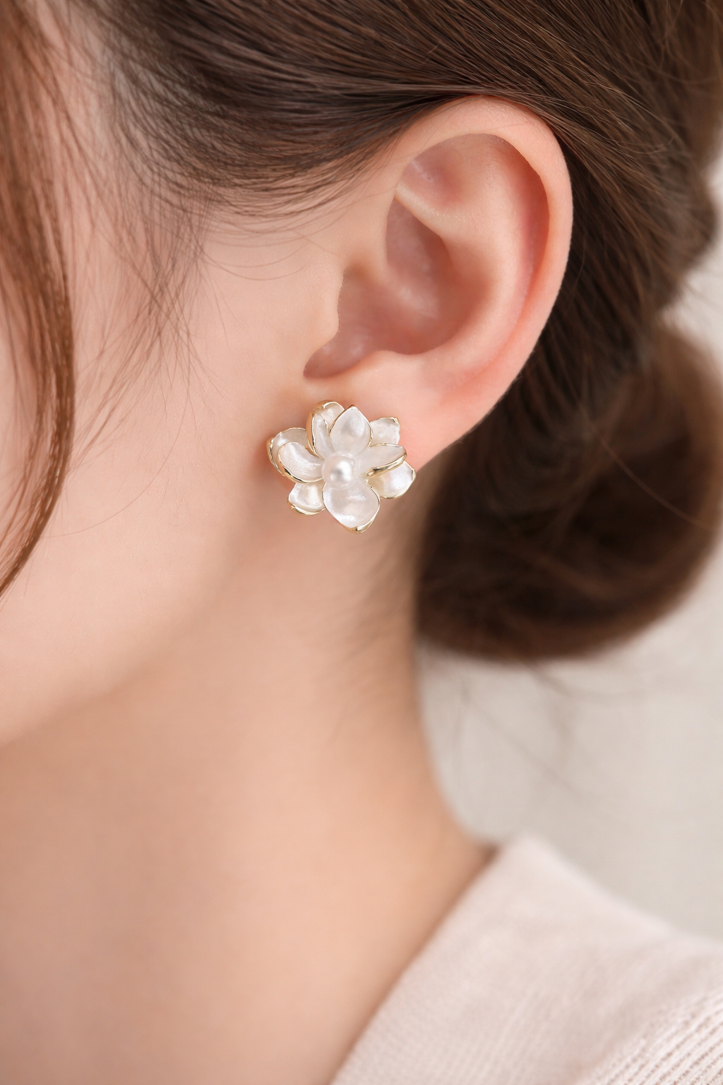 Серьги пусеты, жемчуг имитация