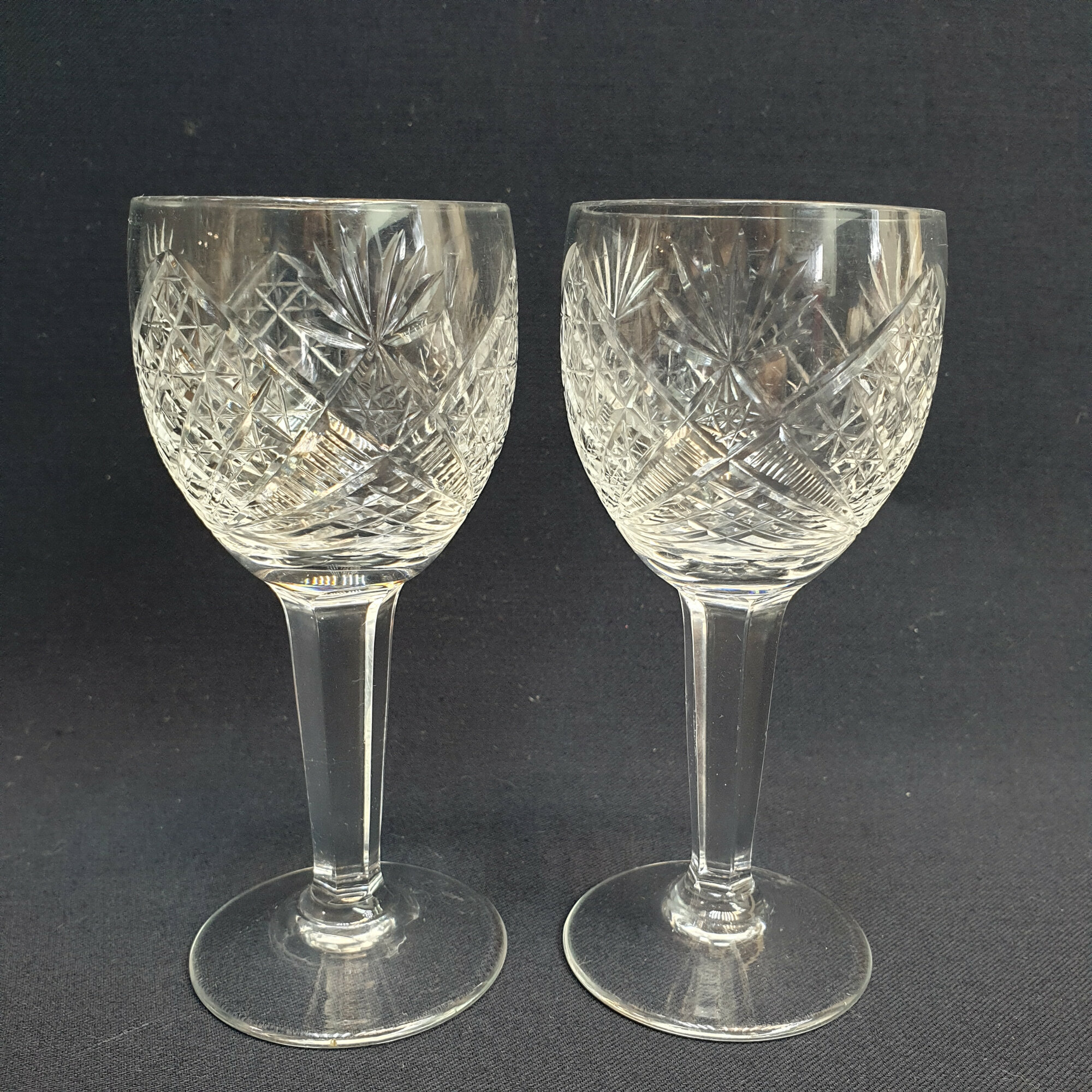Пара рюмок 12 см 50 мл, хрусталь. Винтаж, СССР.