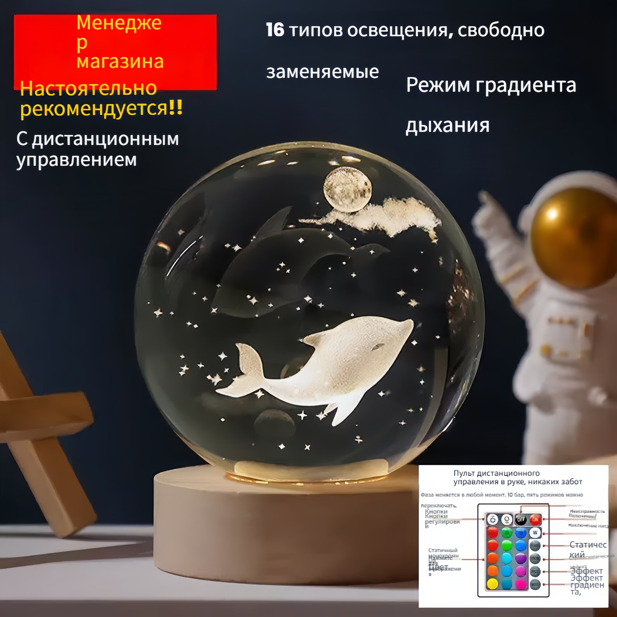 Ночник Nova Home Textile "Млечный Путь" Ermiy, минимализм, пульт ДУ, теплый свет