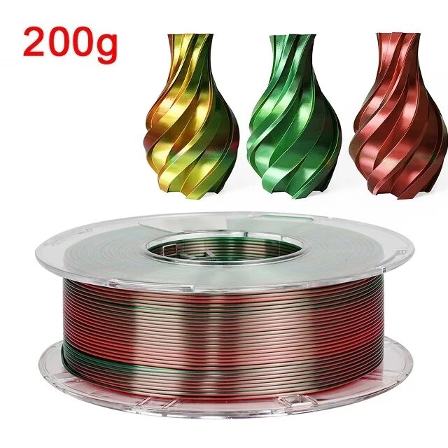 Филамент Силк PLA 1.75 мм, 200г, Цвет: 200g-Gold GN Red