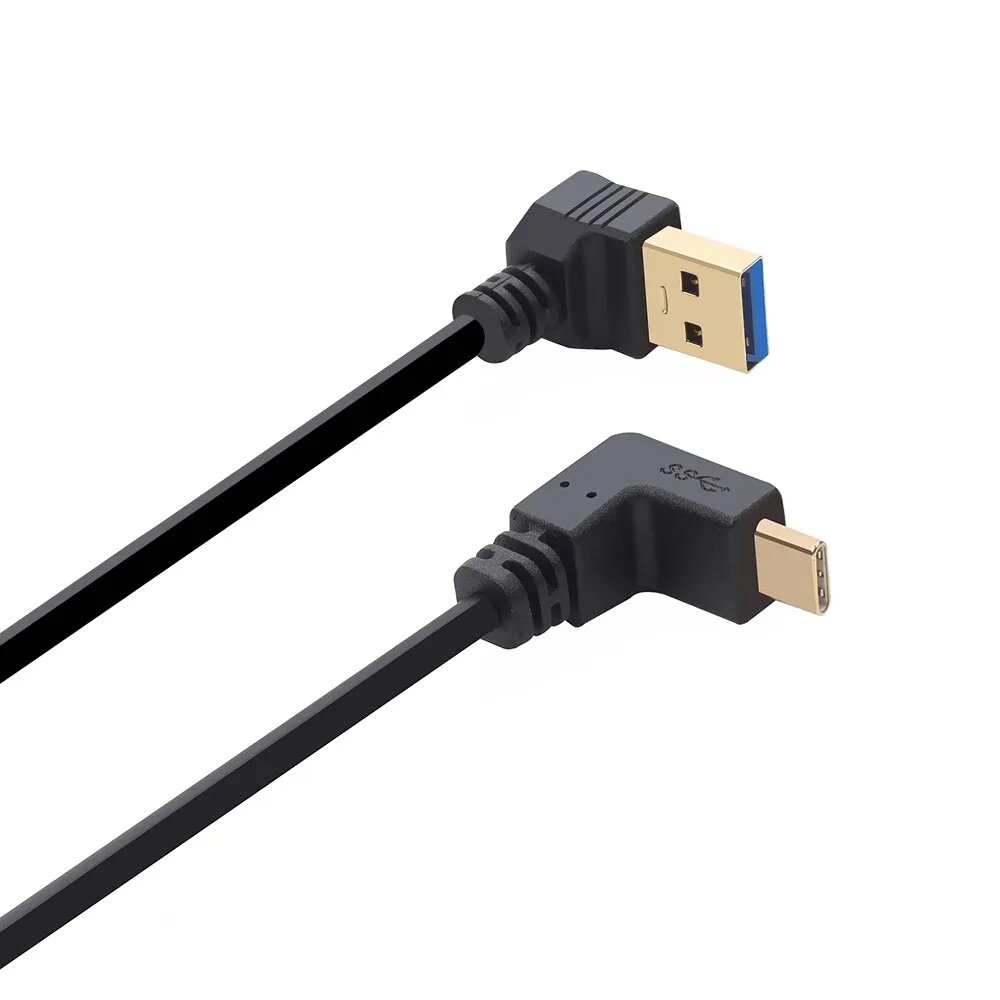 USB 3.0 Type-C кабель 0.3м, 90°, Черный