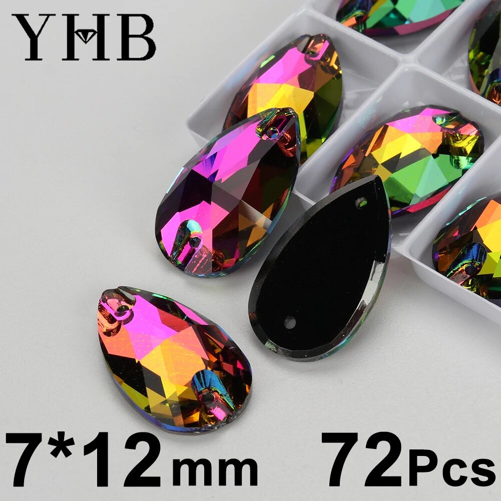 Камни швейные YHB Vitrail Drop 7x12mm, 72шт
