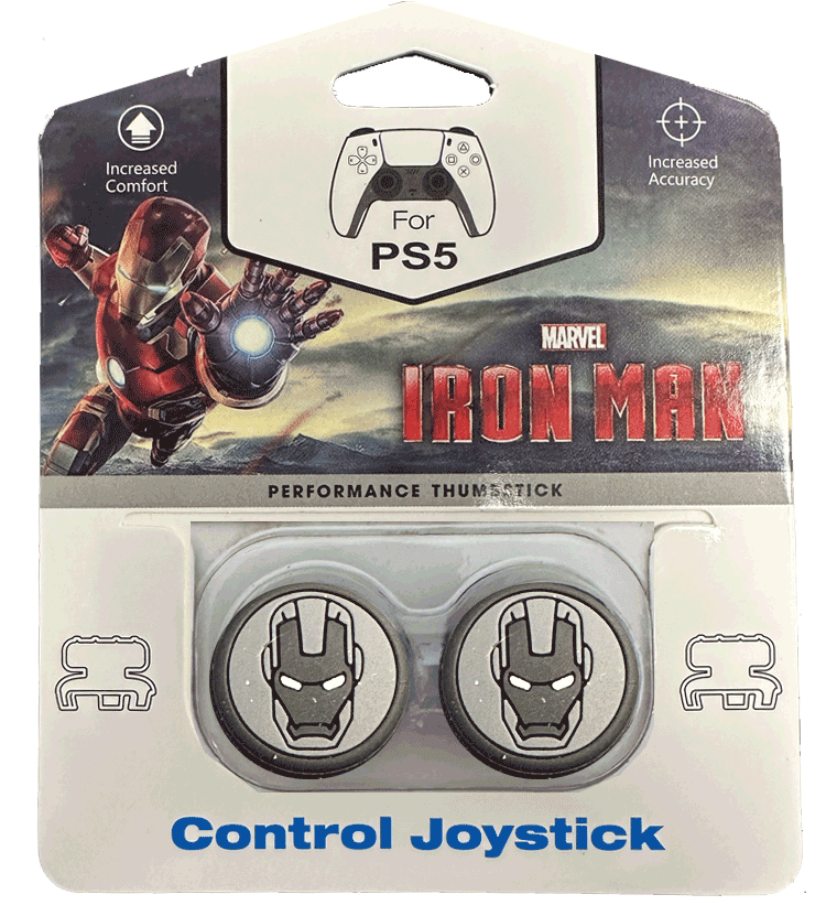 Силиконовые накладки + насадки на стики геймпада Sony PlayStation PS4/PS5 [Marvel Iron Man][Black]