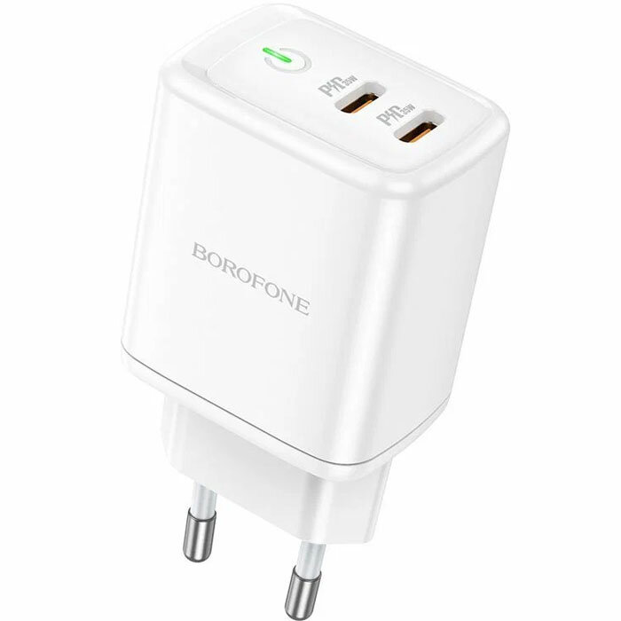 Адаптер питания USB-C/A 3.0А 2 порта Borofone BN29 USB-C PD 30W + QC3.0 GaN - белый