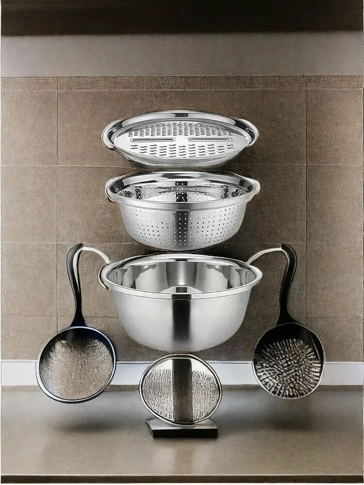 Миска 3000 мл серебристый, 3 шт