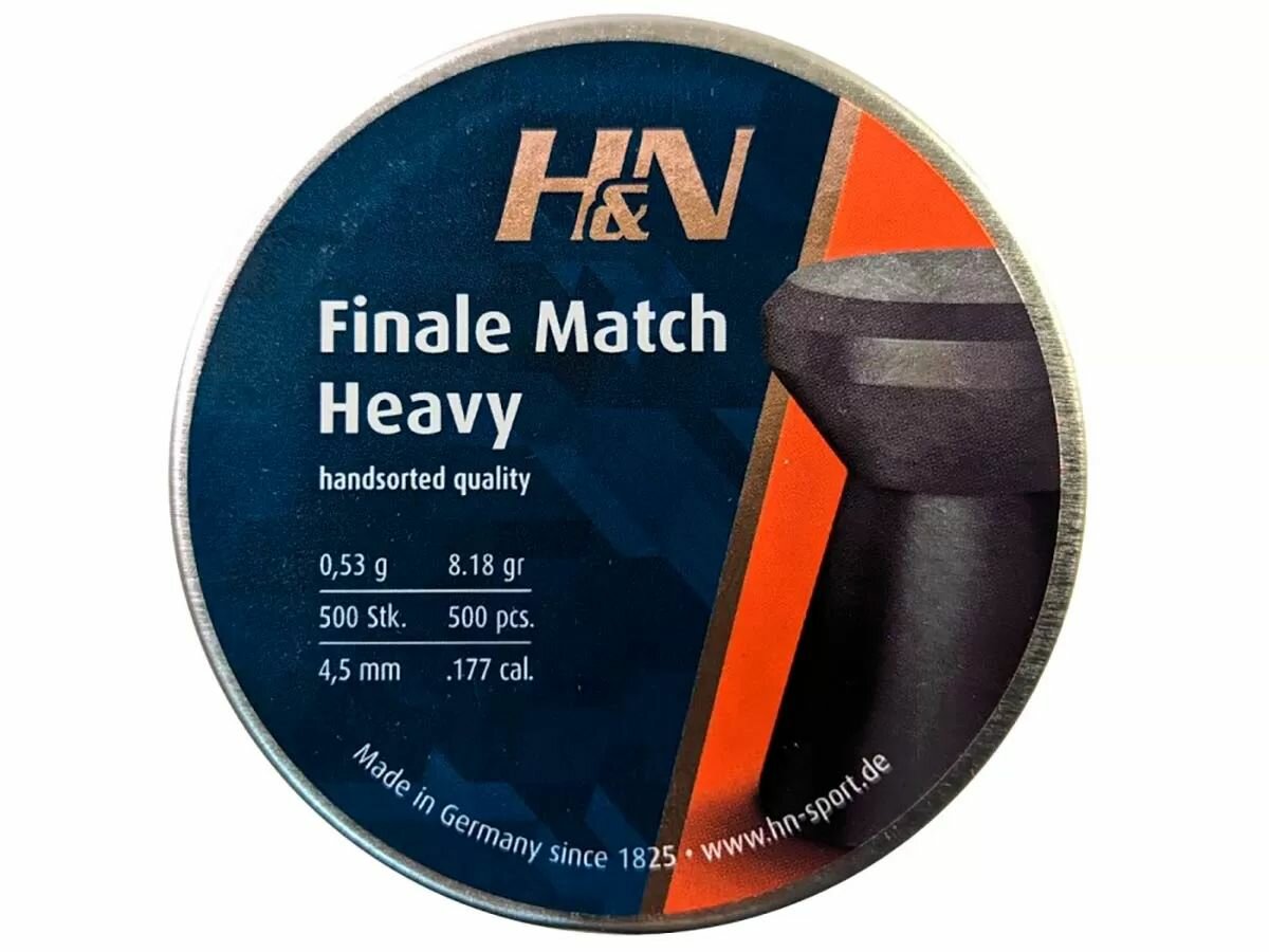 Пульки для пневматики 4,49 мм H&N Finale Match Heavy винтовочные, для спортивной стрельбы и соревнований, 500 шт