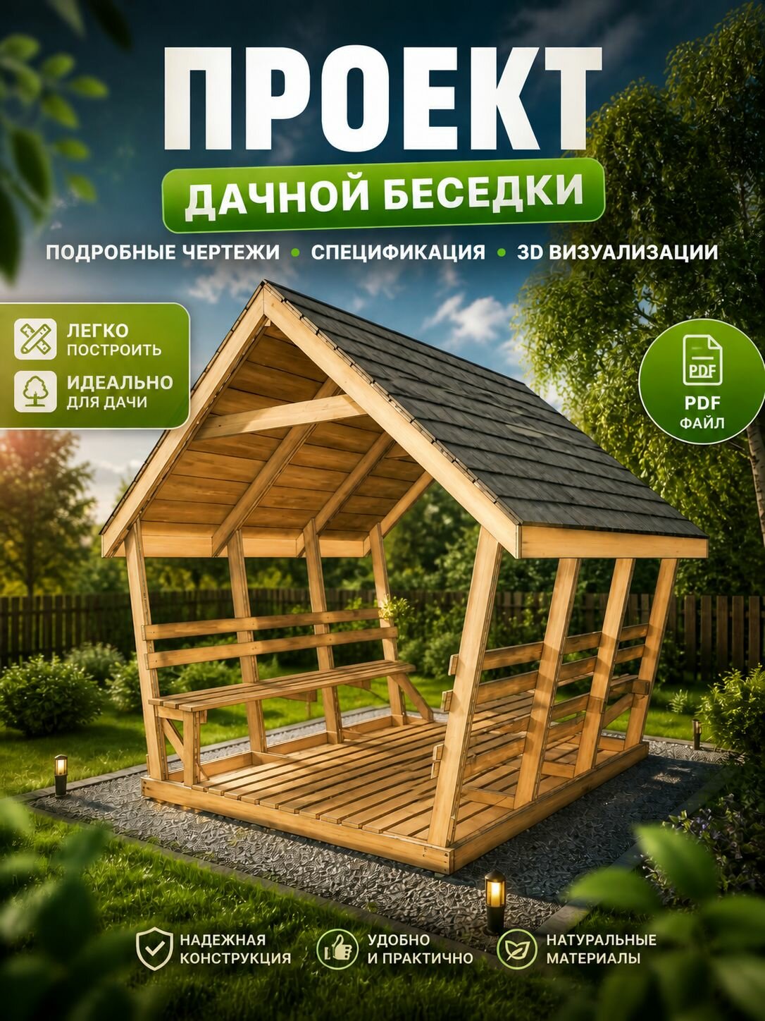 Проект дачной беседки, 2х3м, БД-2