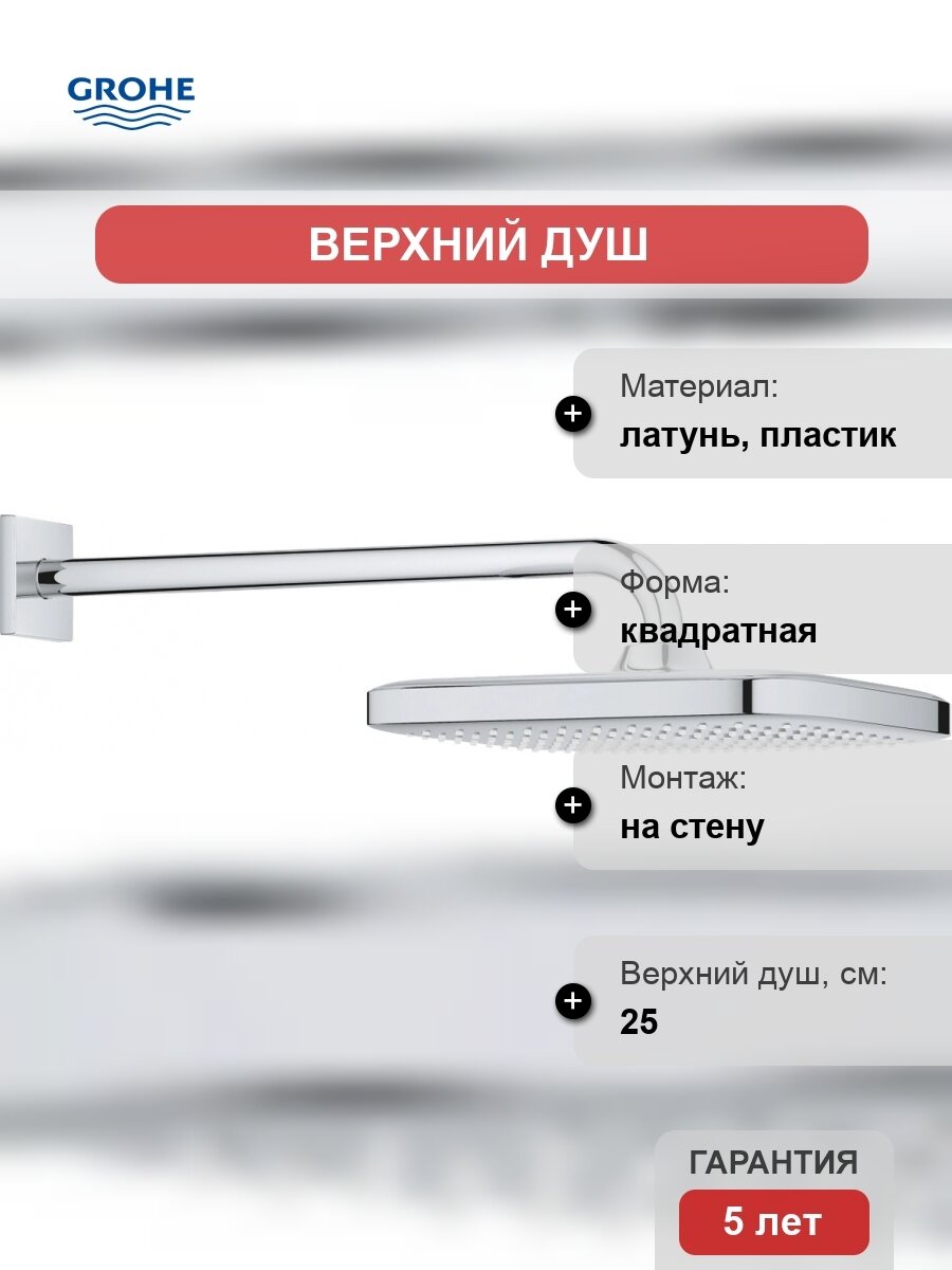 Верхний душ Grohe Tempesta 250 Cube 26682000