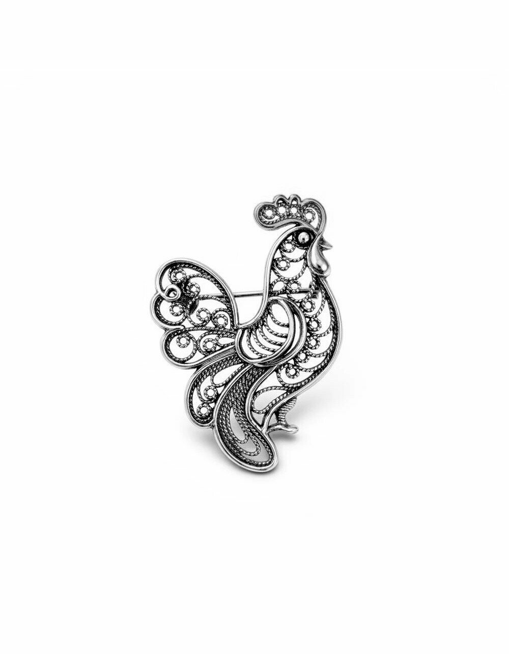 Брошь, серебро, 925 проба, чернение
