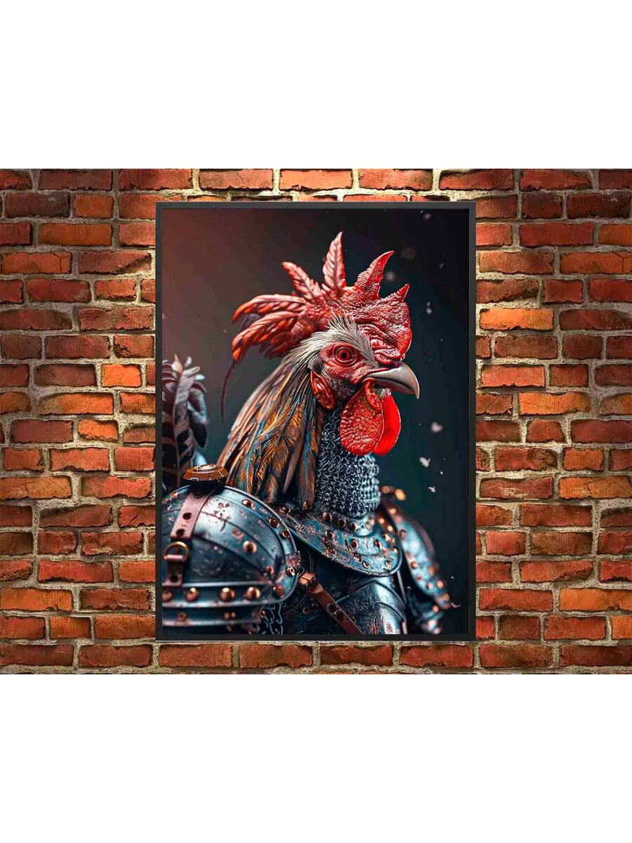 Петух-птица-рыцарь 4, Плакат 30x42см