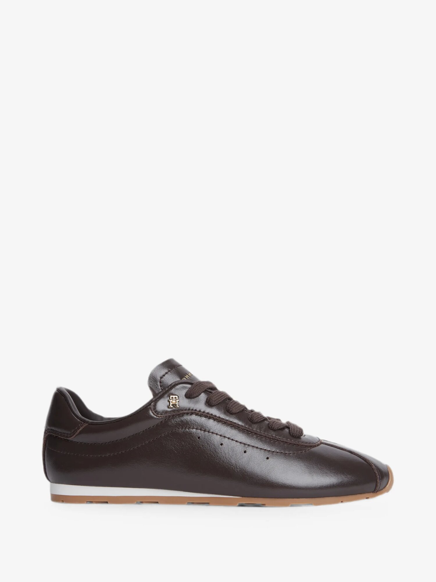 Кроссовки TOMMY HILFIGER Monogram leather sneakers, размер 41 EU, коричневый/серый/оранжевый