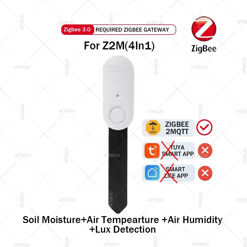 Датчик влажности почвы Zigbee 4 в 1 Tuya For Z2M(4In1)