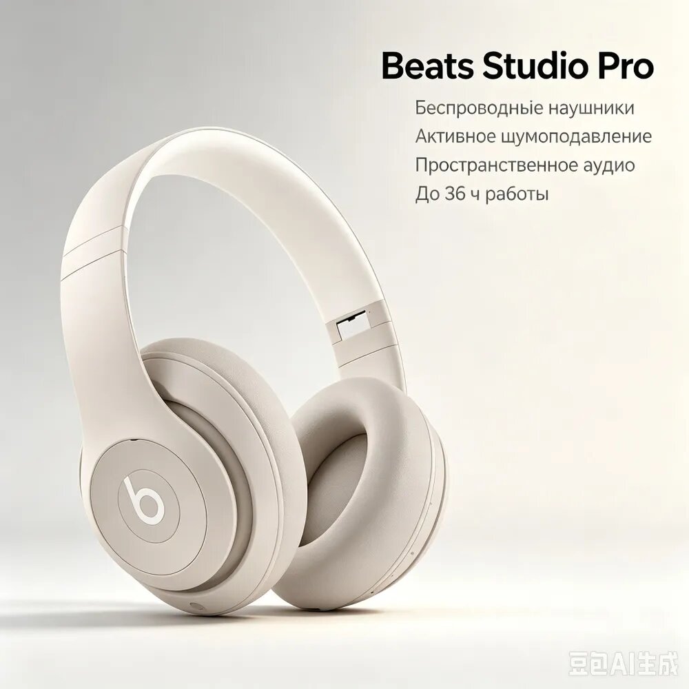 Наушники беспроводные с микрофоном Beats Studio Pro, Bluetooth, USB Type-C, бежевый
