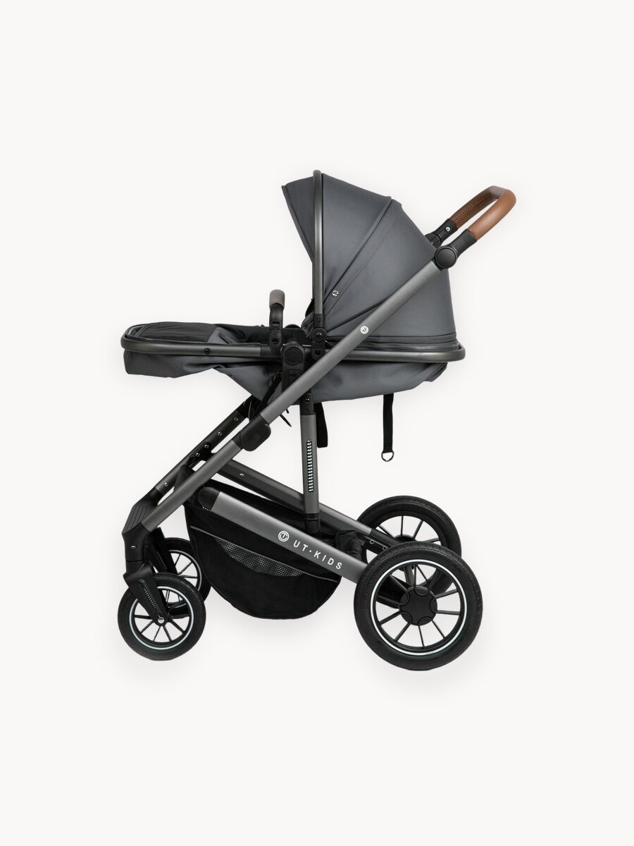 Коляска 3 в 1 для новорожденных UNITRAIN мега, трансформер, серая.