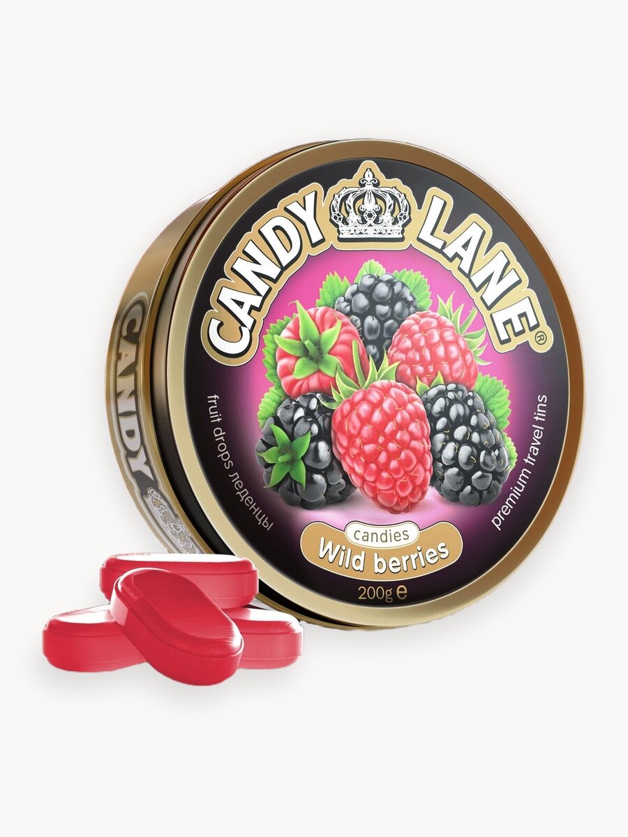 Фруктовые леденцы Candy Lane "Лесные ягоды", в жестяной банке, 200 гр