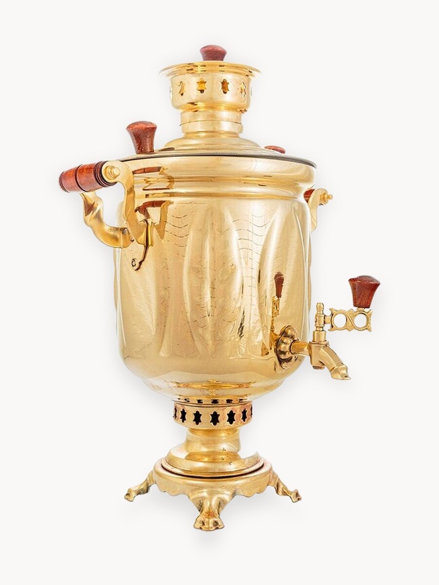 Самовар "Кленовые листья" 5л латунь жаровый