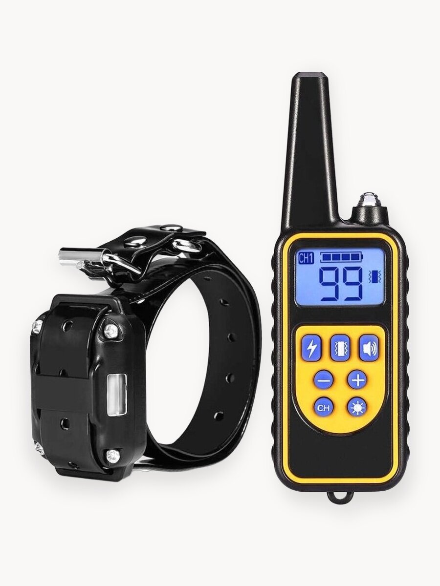 Электронный ошейник для дрессировки, 800м, влагозащищённый, черный