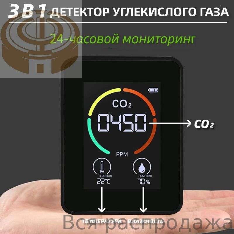 Детектор углекислого газа СО2 Монитор качества воздуха(термометр / гигрометр / датчик СО2)