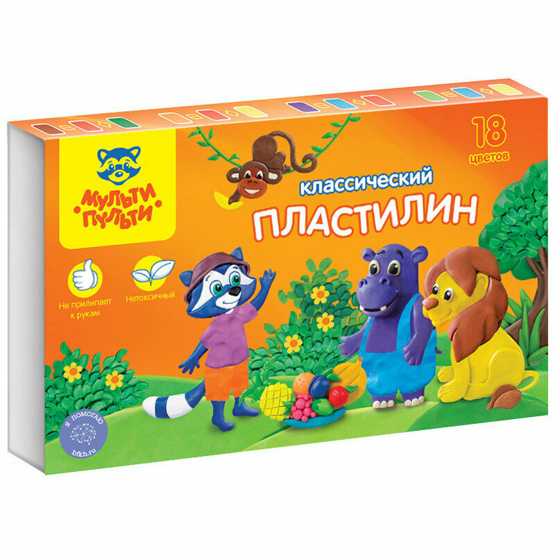 Пластилин Мульти-Пульти "Приключения Енота", 18 цветов, 360г, со стеком, картон, 236485