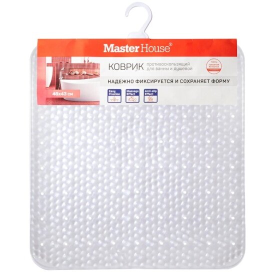 Коврик противоскользящий для ванны/душевой кабины Master House Коврик Гаити 75237, 46х43 см, бесцветный