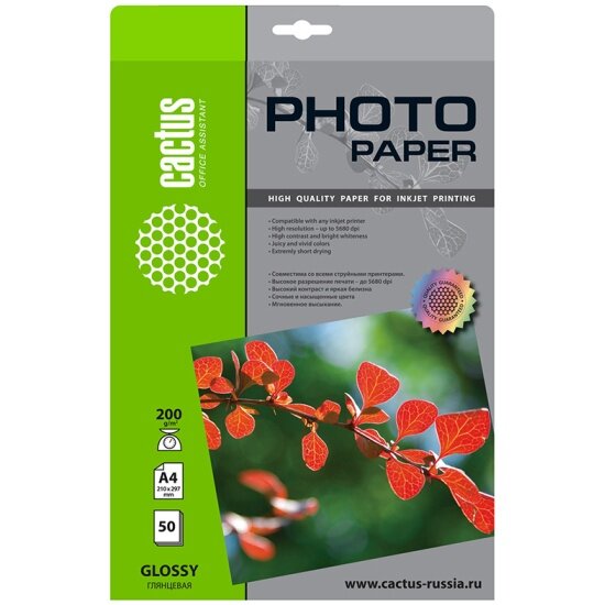 Фотобумага Cactus CS-GA420050 глянцевая А4 200 г/м2 50 листов