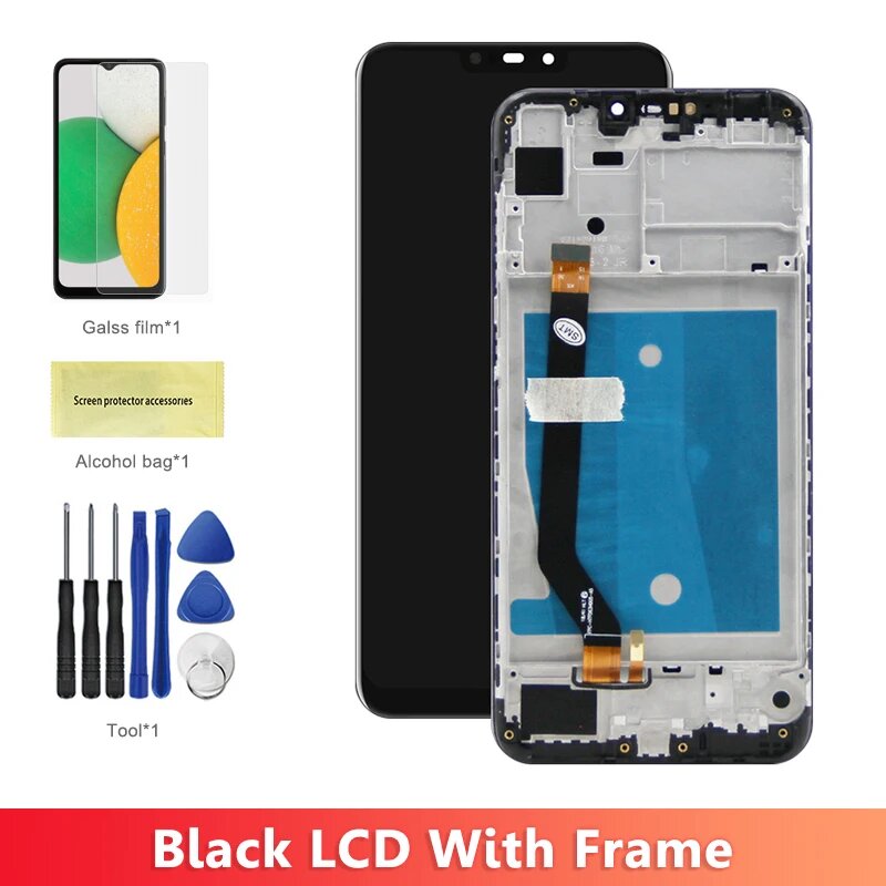 Дисплей 6,26 дюйма для Honor 8C, ЖК-дисплей для Honor 8C кодирующий преобразователь сенсорного экрана в сборе BKK-L21, ЖК-экран Black With Frame