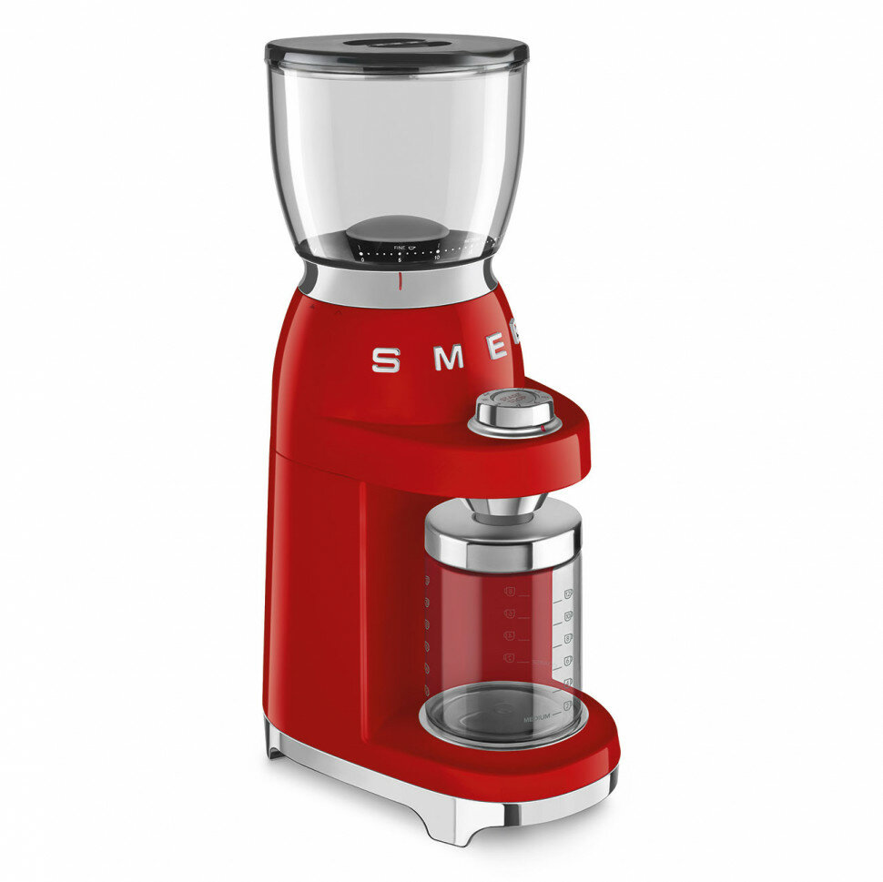 Кофемолка Smeg CGF11RDEU, электрическая, нержавеющая сталь, цвет красный — фото 1