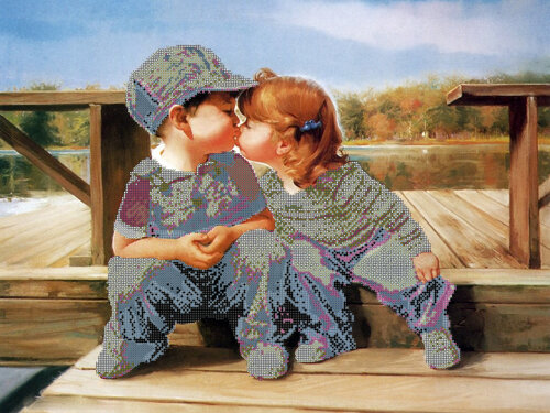 "Первый поцелуй" - канва для вышивания бисером от бренда Astrea