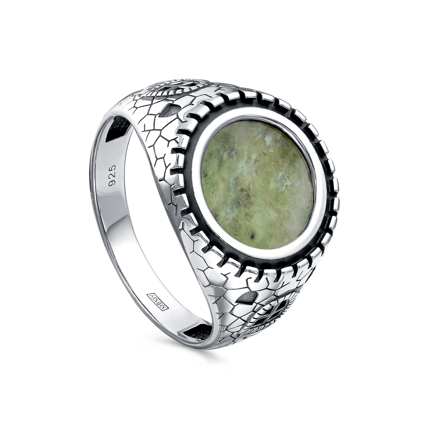 Кольцо, серебро, 925 проба, нефрит