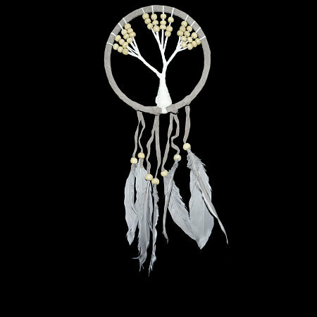 Ловец снов дерево жизни, цвет серый - притягивает денежные энергии, дарует стабильность (диаметр 11 см, длина 40 см.), 1 шт.