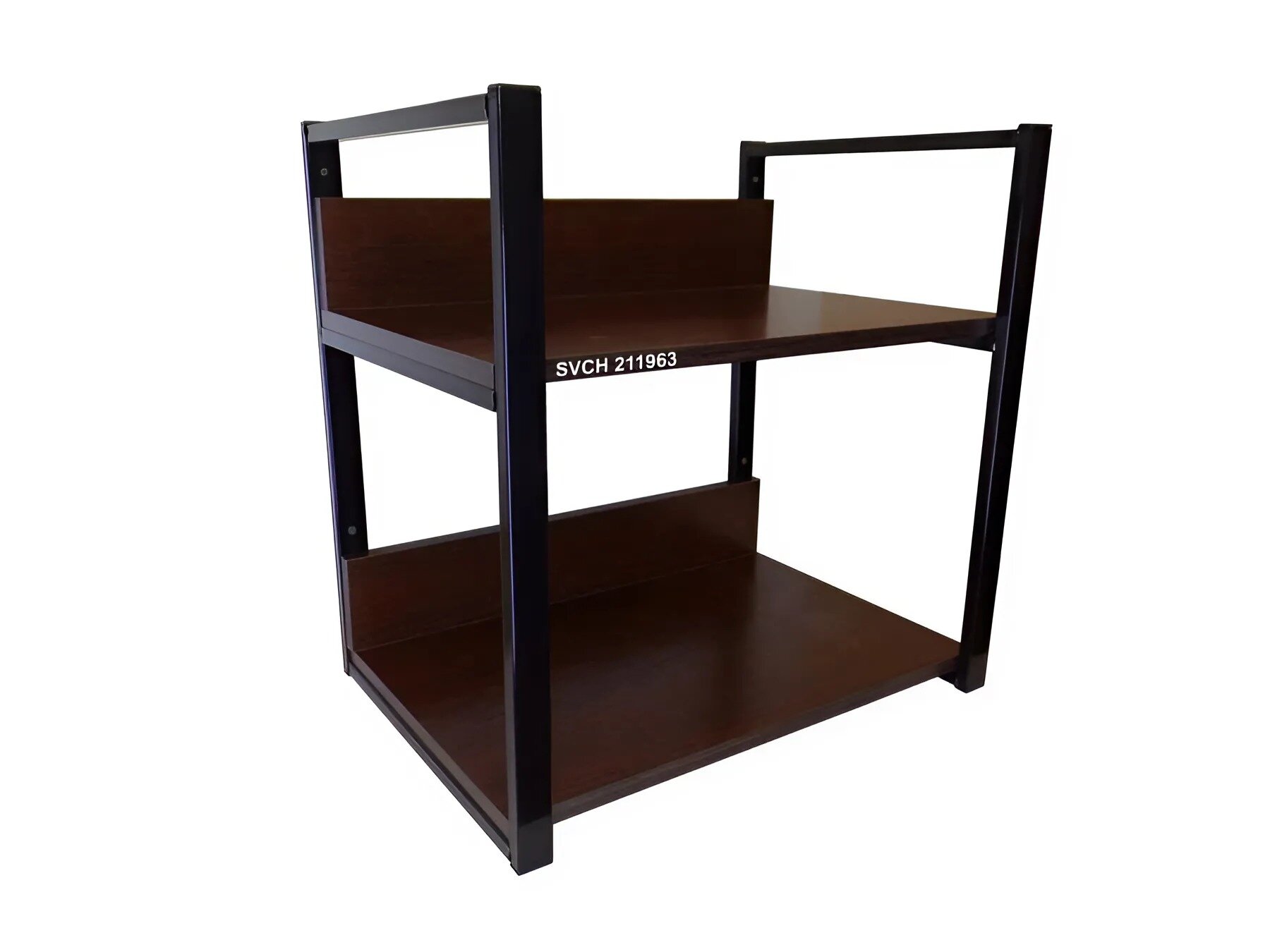 Полка для микроволновки GARROSS "SIBERIA 211963", две полки 35х54 см, высота 54 см, каркас чёрный, цвет полок венге