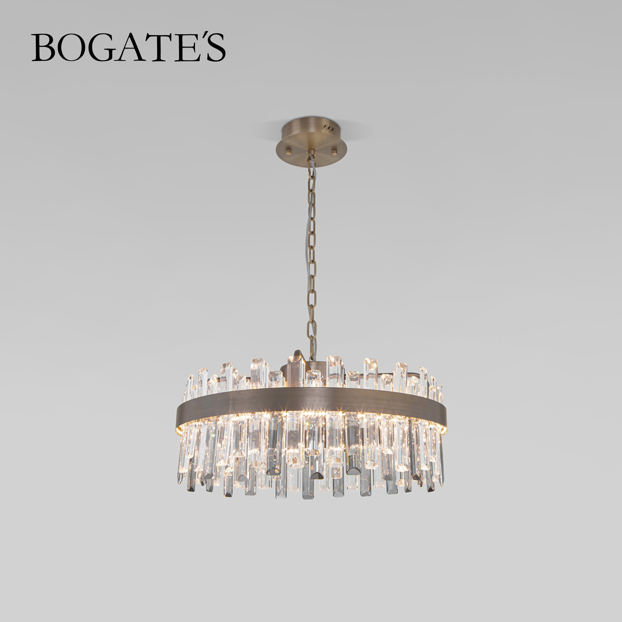 Люстра / Подвесной светодиодный светильник с хрусталем Bogate's Sparkle 417/1, цвет бронза/дымчатый, три режима свечения