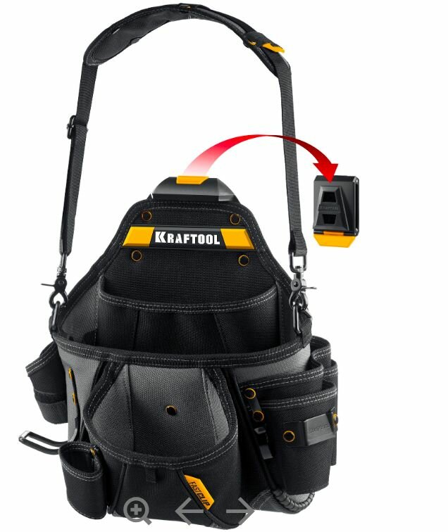 Поясная сумка KPB-20 с быстросъёмным креплением FastClip, плечевой ремень, 20 карманов и петель, 320 х 310 мм (38767) KRAFTOOL,