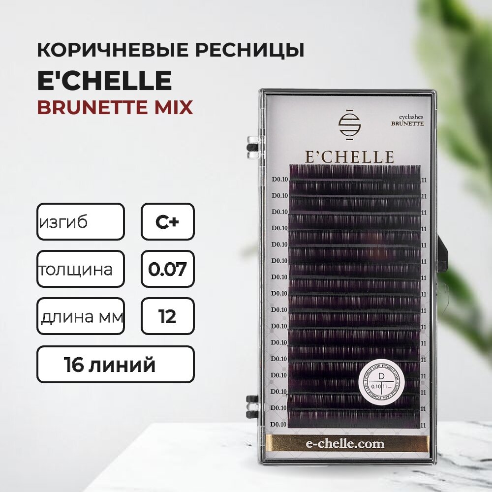 Ресницы E'CHELLE BRUNETTE (C+ 0.07 12 mm)